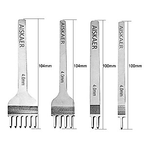 Aiskaer White Steel 4mm 1/2/4/6 Prong DIY Diamond Lacing Stitching Chisel Set Leather Craft Kits