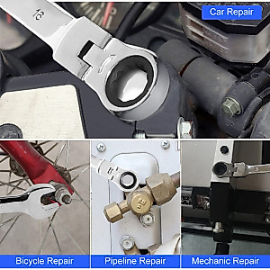 Prostormer 14-Piece Flex-Head Ratcheting Wrench Set, 6-19mm Metric Chrome Vanadium Steel Ratchet Wrenches, Combination Ended Spanner Kit with Storage Case