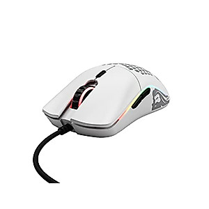 Glorious Gaming Mouse - Model O Minus 58 g Superlight Honeycomb Mouse, RGB Mouse - Matte White Mouse, USB Gaming Mouse