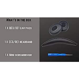 Replacement QC3 Ear Pads/On-Ear Ear Pads and V2 QC3 Headband pad/On-Ear Headband pad Cushion Compatible with Bose QuietComfort 3 (QC3) and Bose On-Ear (OE) Headphones (Black)