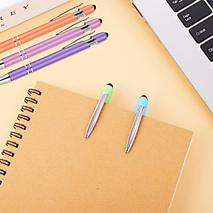 TIESOME 6 Pcs Gel Ink Pens with Stylus Tips, 1.0 mm Black Ink Pens Fine Point, Stylus Pens for Touch Screens, Metal Pens,2 in 1 Stylus Ballpoint Pens for School Office Supplies