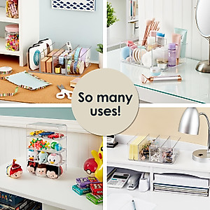 STORi 4-Compartment Clear Plastic Organizers (Set of 4) Rectangular Divided Makeup and Vanity Storage Bin, Use Upright for Eyeshadow Palettes, Made in USA