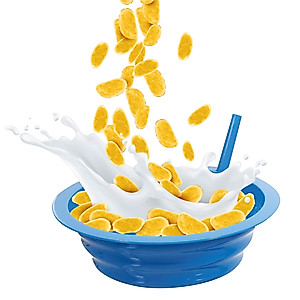 PLASKIDY Cereal Bowls with Straws for Kids - Set of 8 Kids Bowls with Built-in Straws - 22 Ounce Toddler Sippy Bowls Dishwasher/Microwave Safe BPA Free Brightly Colored Great Kids Soup/Cereal Bowls