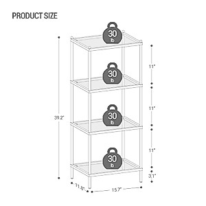 Hzuaneri Bookcase Bookshelf with LED Lighting, Tempered Glass Bookshelves, 8 Levels of Brightness and 20 Colors, Slim Shelving Unit for Bedroom Bathroom, Home Office, Steel Frame, 5 Tier Gold BC23599A