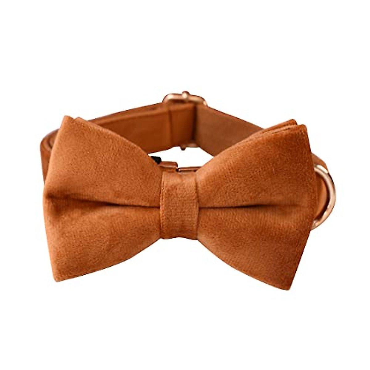 Velvet Dog Collar Personalized with Name Phone Number Engraved, Custom Pet Collars with Metal Buckle(Camel, S)