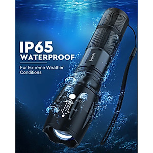 Voph Flashlight 2 Pack, 5 Modes 2000 Lumen Tactical LED Flash Light, High Lumens Bright Waterproof Flashlights, Focus Zoomable Flash Lights for Camping, Gifts for Birthday for Men Women Adult