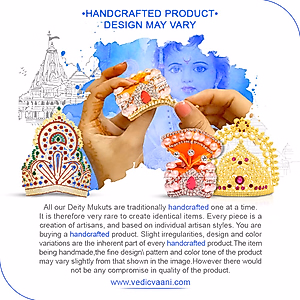 Vedic Vaani Elegant Navratri Goddesses Maa Navdurga Sherawali MATA Multicolour Gemstones Decorative Mukut/Crown/Handmade Designer Taj for Navdurga Festival, Puja, Goddess Idol/Statue