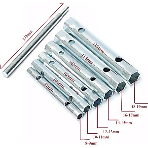 6PCS Dual-Ended Wrench Socket Plumber Back Nut Tap Spark Plug Spanner Set Extended Spark Plug Wrench