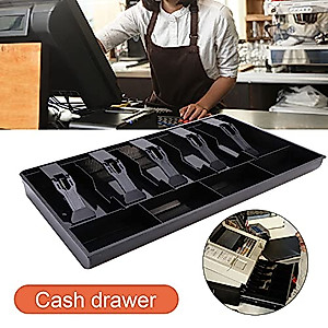 EKDJKK Cash Register Drawer, 5 Grids Store, ABS Free Take Market Storage Coin Register, for Supermarkets, Shops, Hotels, Various Industrial and Mining Enterprises