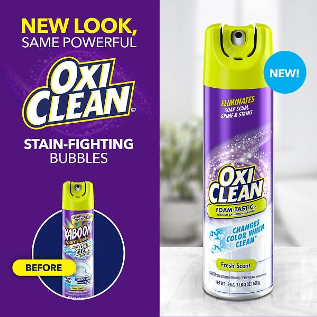 OxiClean Foam-Tastic Fresh Scent Bathroom Cleaner Twin Pack 2-19 oz. Aerosol Cans