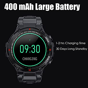 Military Smart Watch for Men Outdoor Waterproof Tactical Smartwatch Bluetooth Dail Calls Speaker 1.3'' HD Touch Screen Fitness Tracker Watch Compatible with iPhone Samsung