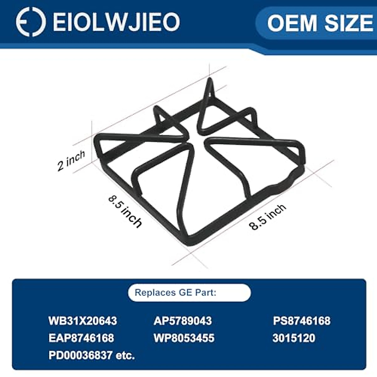 WB31X20643 Burner Grate Replacement for GE Range Stove, Gas Range Matte Cast Iron Burner Grate Parts Compatible with Kenmore, Hotpoint, Range Rack Replace Part# 3015120 PS8746168 AP5789043 4-Pack
