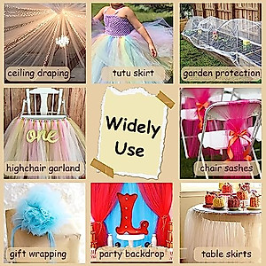 White Tulle Fabric Roll, 54" x 20 Yards (60FT) Tulle for Wedding Decoration DIY Tutu Party Backdrop Baby Shower Table Skirts Gift Wrapping