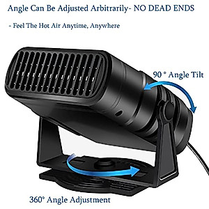 2023 Upgraded 12V Car Heater, YYoomi 150W Electronic Auto Defrost Defogger, 2 in 1 Portable Heating/Cooling Fan for Truck, 3-Outlet, Plug Into Cigarette Lighter, 360 Degree Rotary