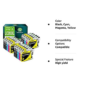 GREENBOX Compatible Ink Cartridge Replacement for Brother LC203 LC203XL LC201 LC201XL Compatible with Brother MFC-J460DW J480DW J485DW J680DW J880DW J885DW MFC-J4320DW J4420DW J4620DW (15 Pack)