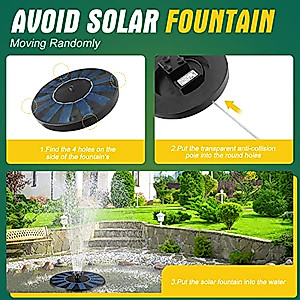 14-Lobe Solar Panel 1.5W Upgraded with 7 Nozzles & 4 Fixer Solar Fountain Pump, Floating Solar Fountain Pump for Bird Bath, Solar Water Fountain Outdoor Garden for Pond, Pool, Aquarium, Fish Tank