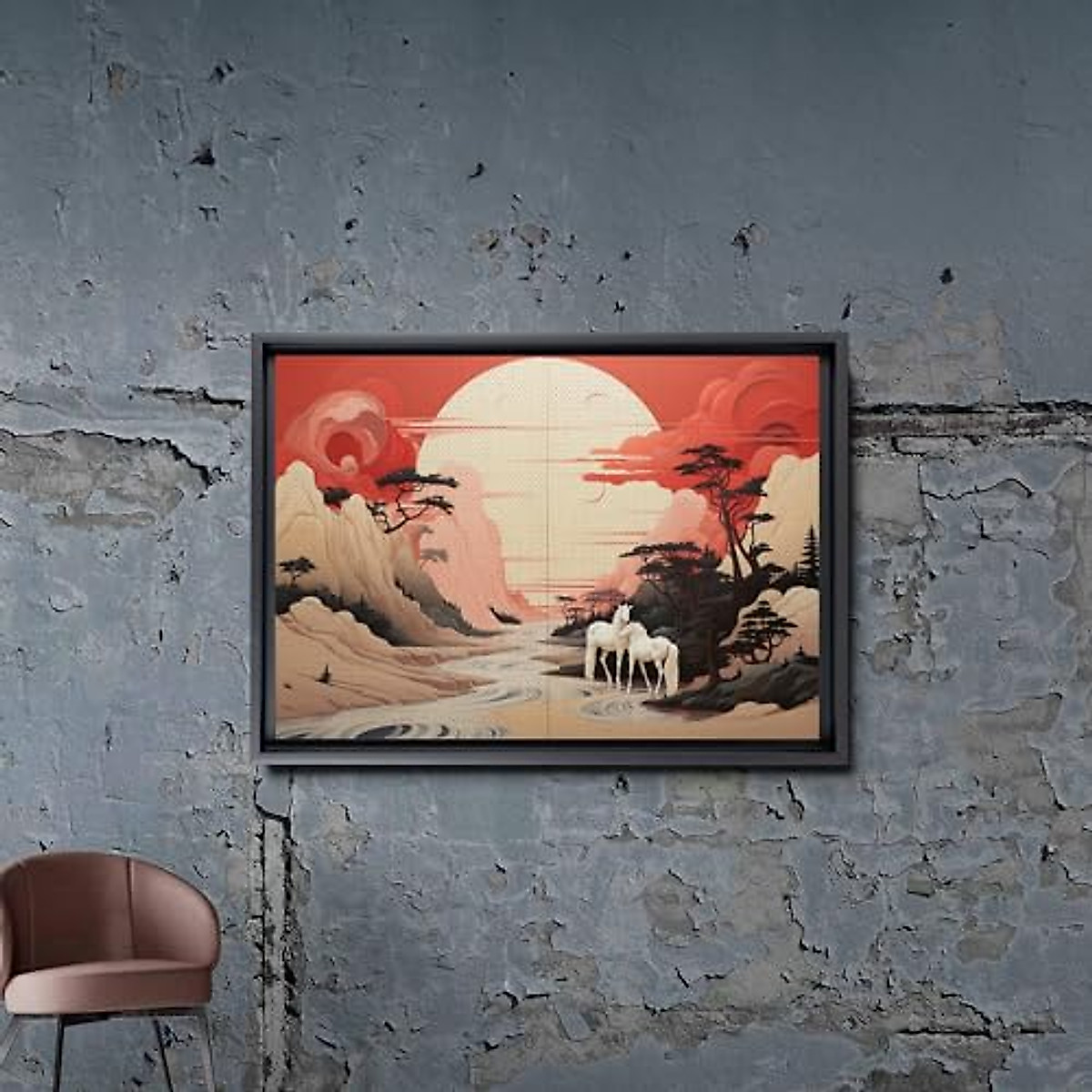 Majestic Black Stallion Galloping In The Clouds, Black Horse On Salt Flats, Canvas Print, Black Horse Print, Black Horse Wall Art