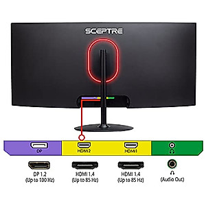 Sceptre 34-inch Curved UltraWide 21: 9 Creative LED Monitor 2560x1080 Frameless HDMI DisplayPort Up to 100Hz, Machine Black 2020 (C345W-2560UN)