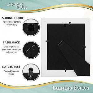 Langdon House 8x10 Real Wood Picture Frames (Weathered White - Gold Accents, 2 Pack), French Country Style Wooden Photo Frame 8 x 10, Lumina Collection