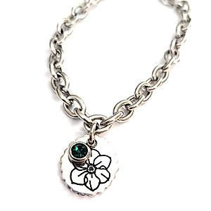 December Birthstone Charm Bracelet and Birth Month Narcissus Flower Simple Dainty Gift for Her Mom Daughter