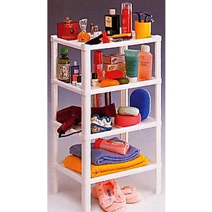 Sana Enterprises Italian Design 4 Shelf Tower Creates Elegant Organized Storage Space Anywhere, White
