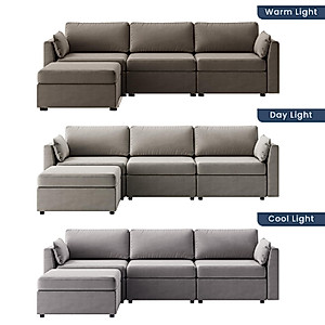 POVISON 115.35" Modular Sectional Oversized Modern Sofa for Living Room Large Sectional Couches Velvet Deep Seat Sofa Set 3 Seats Big Comfy Cloud Couch for House Office