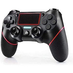 VidPPluing Wireless Controller for PS4/Pro/Slim Consoles, Game Remote Controller with 6-Axis Motion Sensor/Audio Function/Charging Cable-Red