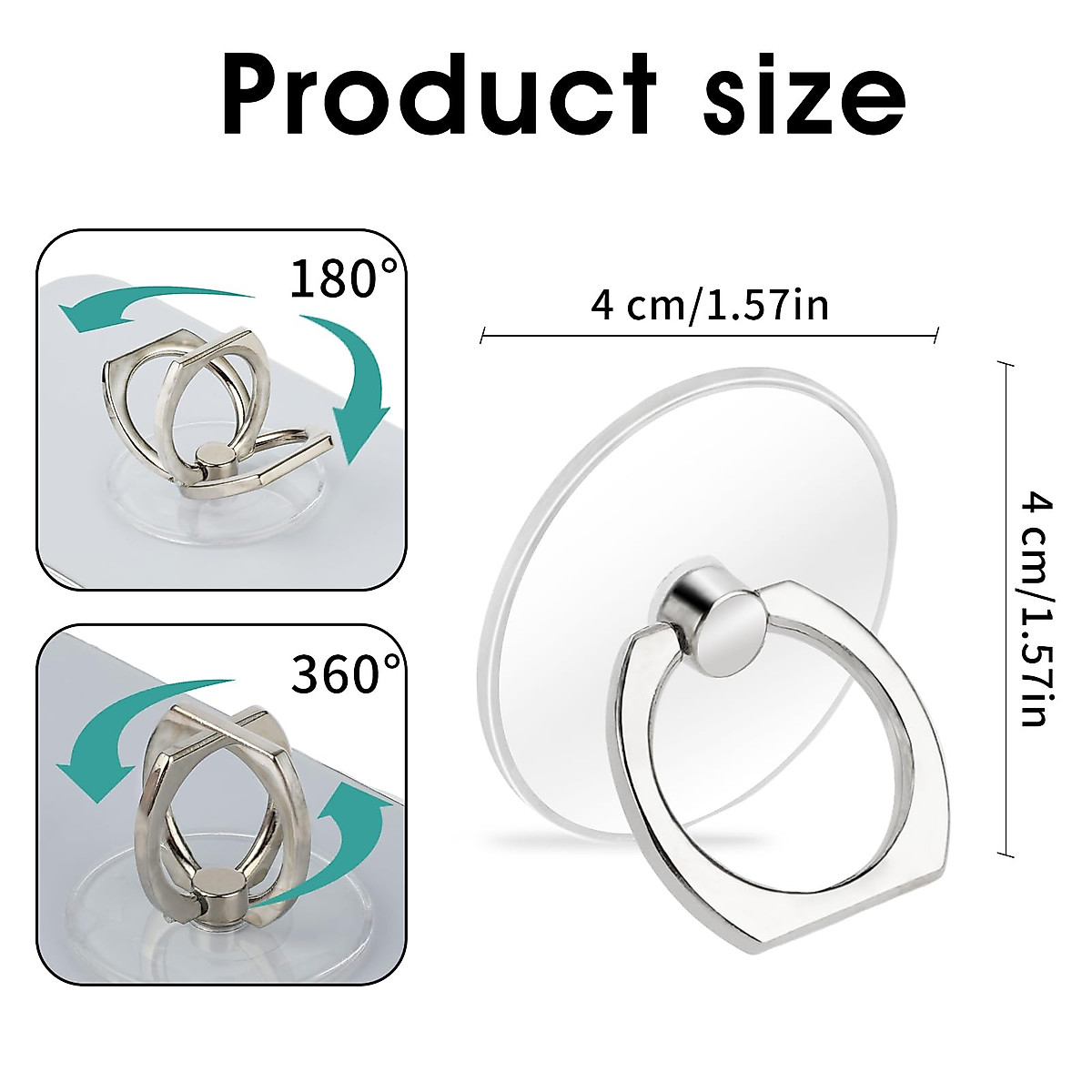 Sibba Cell Phone Rings Holder Hooks 2 PCS Hand Grip Car Mount Accessories Kickstand Case Finger Stand Supports Cellphone Socket Attachment Back Sticky Rotation Strap Adjust Angles for Smartphone