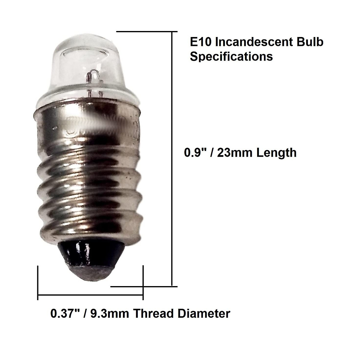 Sci-Supply Pack of 10 E10 Miniature Screw Base Light Bulbs, 1.5V / 0.3A Flashlight Style, Incandescent …