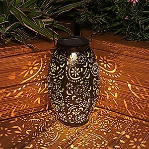 ANTING Solar Lantern Lights Outdoor Hanging Garden Solar Lanterns with Handle LED Light Waterproof Solar Powered Retro Metal Lanterns Decorative for Table Patio Yard Pathway Courtyard Porch