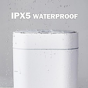 ELPHECO Bathroom Trash Can with Lids, 2.5 Gallon Automatic Trash Can, Motion Sensor Kitchen Trash Can, 9.5 Liter Small Plastic Trash Can Bathroom, Slim Smart Trash Can, Rechargeable,Bag suction, White