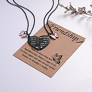 Friendship Necklace Set of 2 for Best Friends Jewelry for 2 Teen Girls Bestie Long Distance Friendship BFF Matching Heart Necklaces for Valentines Day Birthday Xmas