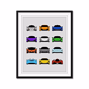 Custom Car Posters History of McLaren Generations Print Wall Art Handmade Decor of the Evolution of McLaren Automotive (MP4-12C,650S, 720S, Senna, GT) - 8x10" Satin Print (Unframed)