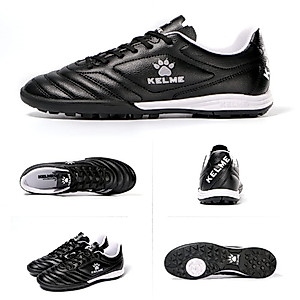 KELME Men's Soccer Shoes Arch Support Cleats Professional Futsal Sneaker Breathable Athletic Football Boots for Outdoor Indoor TF Black 10.5