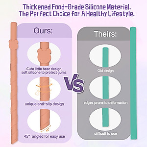 Reusable silicone straws for kids and adults - Dishwasher safe - 10 PCS 6.8 inch, BPA free, food grade multi-coloured straws for smoothies, shakes, drinks - Foldable for home and travel use