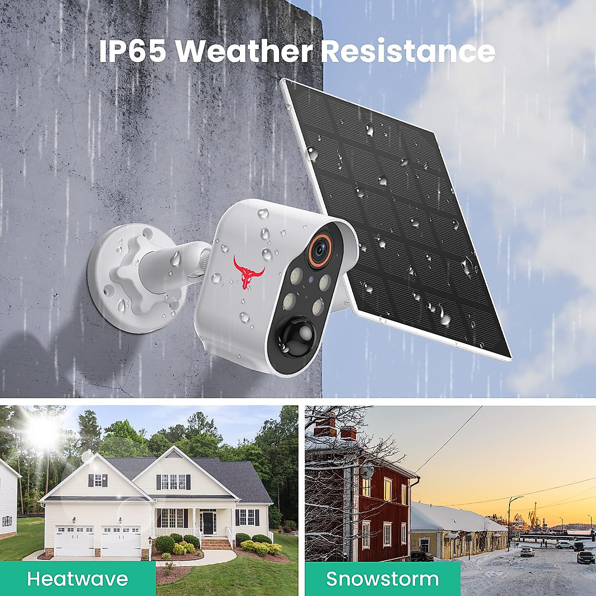SJCODE 1080P Security Camera Wireless Outdoor with Solar Panel for Home Security, Color Night Vision, PIR Motion Detection, Cloud Storage, 4 Spotlights, 2-Way Audio, Bullet Surveillance Cam