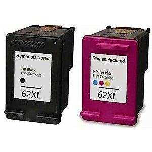 Remanufacturered 62XL Ink Cartridges Combo Pack Replacement for HP 62 XL Ink Works with HP Envy 5540, 5660, 7640, 7645 Series, HP OfficeJet 5740, 5745 Series (1 Black & 1 Tri-Color)