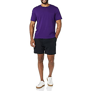 Amazon Essentials Men's Slim-Fit Short-Sleeve Crewneck Pocket T-Shirt, Pack of 2, Black/Dark Purple, Large