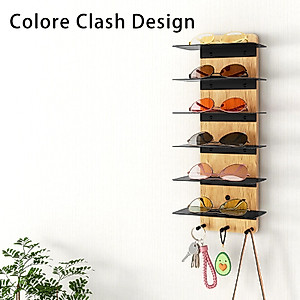 XEENEW Sunglasses Storage Organizer, Eyeglasses Holder Sunglasses Display Rack Wall Mounted,Sunglasses Holder for Bedroom, Living Room, Entryway (Black)