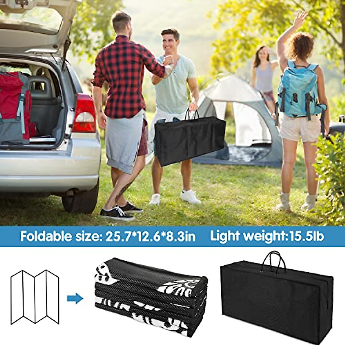 Deeliva Outdoor Camping RV Rug Mat, 9'x12' Waterproof Large Camper Rug Reversible Plastic Straw Rug Outdoor Rugs for Camping, RV, Patio Clearance, Deck, Picnic, Beach (Black & White, Paisley)