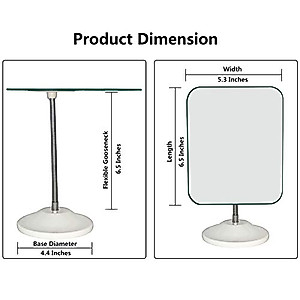 YEAKE Adjustable Flexible Gooseneck Makeup Mirror,360°Rotation Folding Portable Desk Vanity Mirror with Stand Shower Shaving Cosmetic Mirror Square