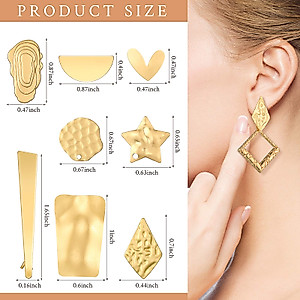 80 Pieces Gold Plated Earring Posts Earring Studs with Loop Hole Heart Star Shaped Earring Studs for Jewelry Earring Making, Assorted Shapes
