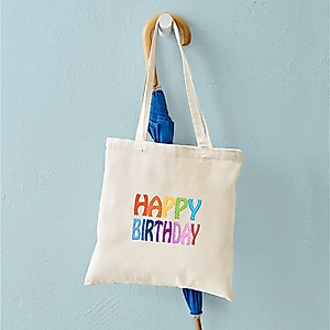 CafePress Happy Birthday Happy Tote Bag Natural Canvas Tote Bag, Reusable Shopping Bag