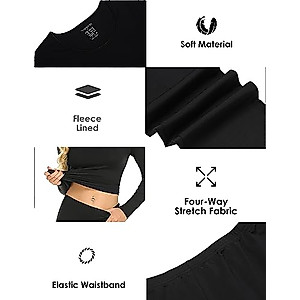 Ekouaer Women's Thermal Underwear Sets Micro Fleece Lined Long Johns Base Layer Thermals 2 Pieces Set Black M