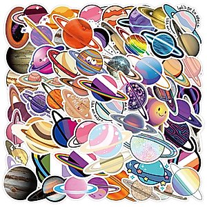 Funimost Cool Planet Space Stickers 60PCS Galaxy Stickers Gifts for Kids Teens Adults, Vinyl Waterproof Universe Stickers for Laptop Water Bottles