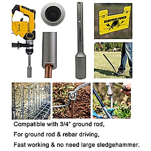 BEEMEEMASTER 3/4 Inches SDS MAX Ground Rod Driver Socket for Rotary Hammer Drill, Drive 3/4 in. Ground Rods Rebars
