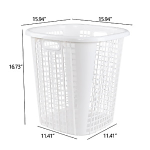 Lasbily 6 Packs 50 L Plastic Laundry Hamper, Tall Dirty Clothes Basket with Cut Out Handle, White