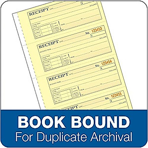 Adams Money and Rent Receipt Book, 3-Part, Carbonless, White/Canary/Pink,7 5/8" x 10 7/8", 100 Sets per Book, 5 Books, 500 Sets Total (TC1182)