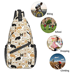 Corgi Sling Bag Crossbody Sling Backpack Gifts For Corgi Lovers Travel Hiking Chest Bag Daypack Purses Shoulder Bag Women Men's