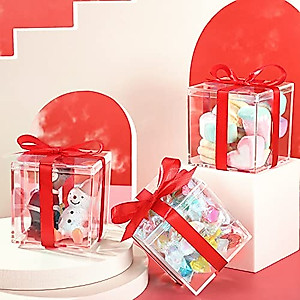 12 Pieces Clear Acrylic Plastic Square Cube Small Acrylic Box Acrylic Storage Containers with Lid Stackable Cube Containers Acrylic Container with Lid for Candy Jewelry Display (2.6 x 2.6 x 2.6 inch)